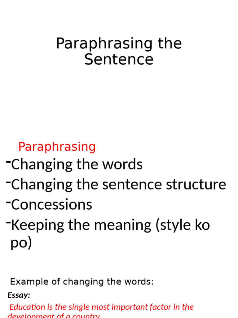 3b. Paraphrasing The Sentence | PDF