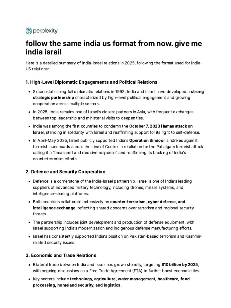 Follow The Same India Us Format From Now. Give Me | PDF | Israel ...