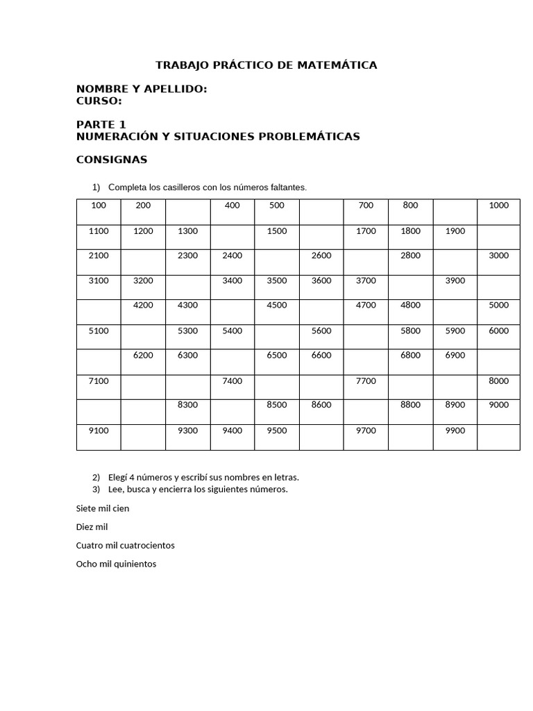 Trabajo Práctico de Matemática 4° | PDF