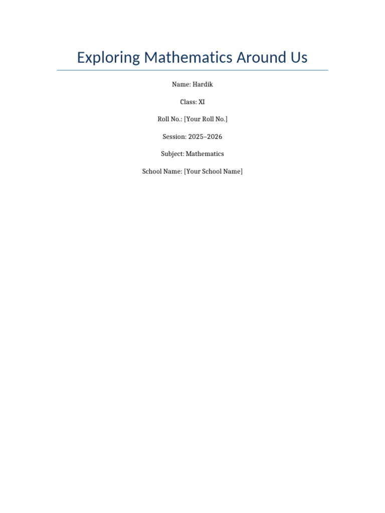Exploring Mathematics Around Us Project | PDF | Mathematics