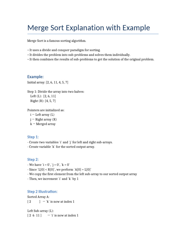 Merge Sort Full Explanation | PDF
