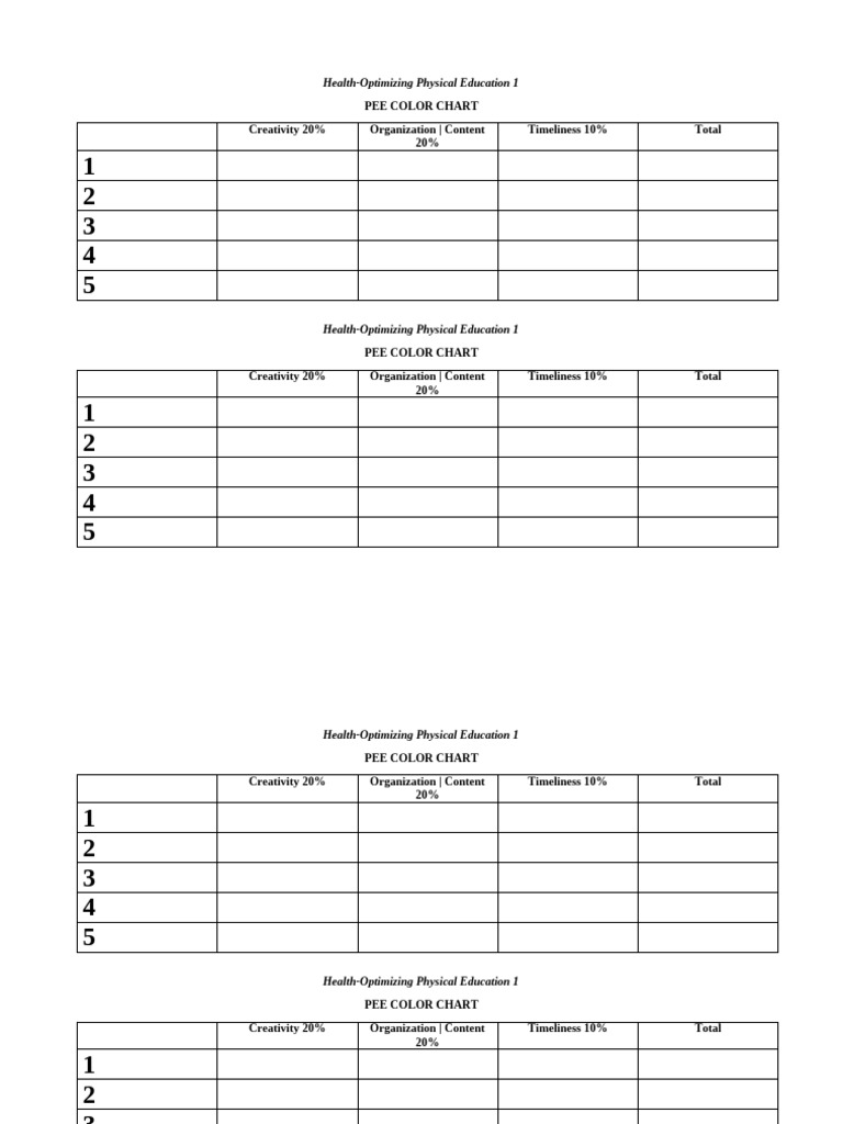Pee Color Chart Rubrics | PDF