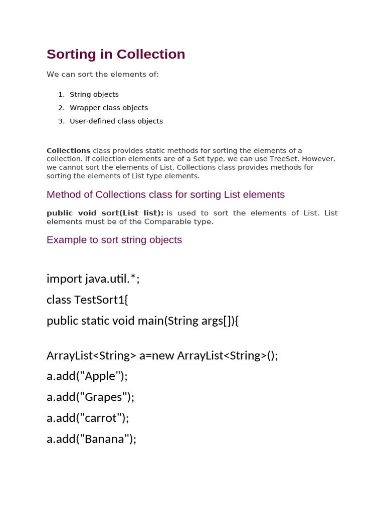 Sorting in Collections | PDF