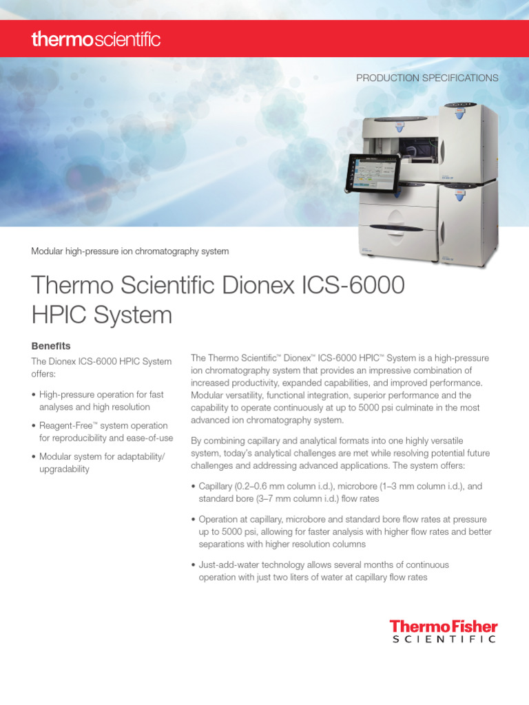 Thermo Scientific Dionex ICS-6000 HPIC System - Production ...