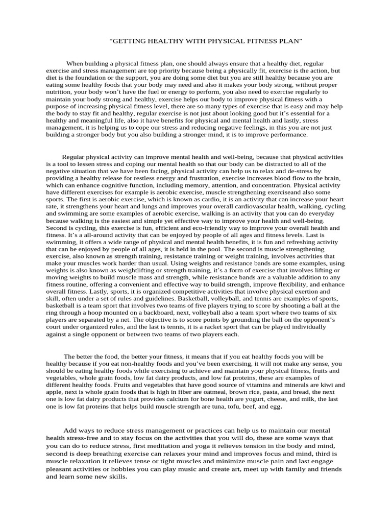 Getting Healthy With Physical Fitness Plan | PDF | Physical Fitness ...