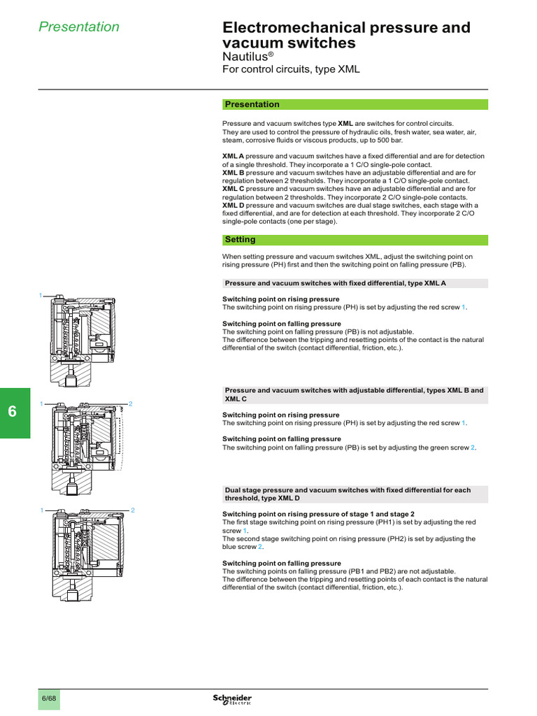 Nautilus XML Pressure Switch Manual | PDF | Switch | Pressure