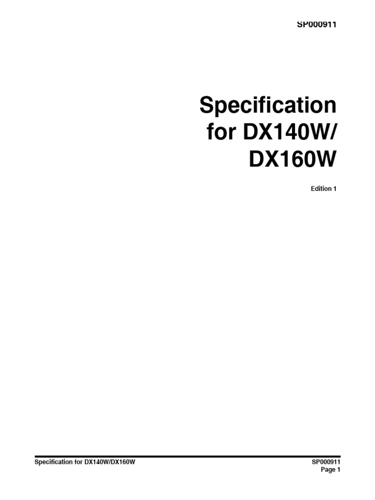 DX140W/DX160W Excavator Specifications | PDF | Welding | Construction