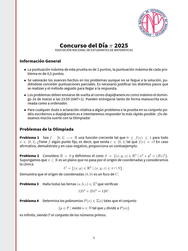 Olimpiada Día π ANEM 2025 | PDF