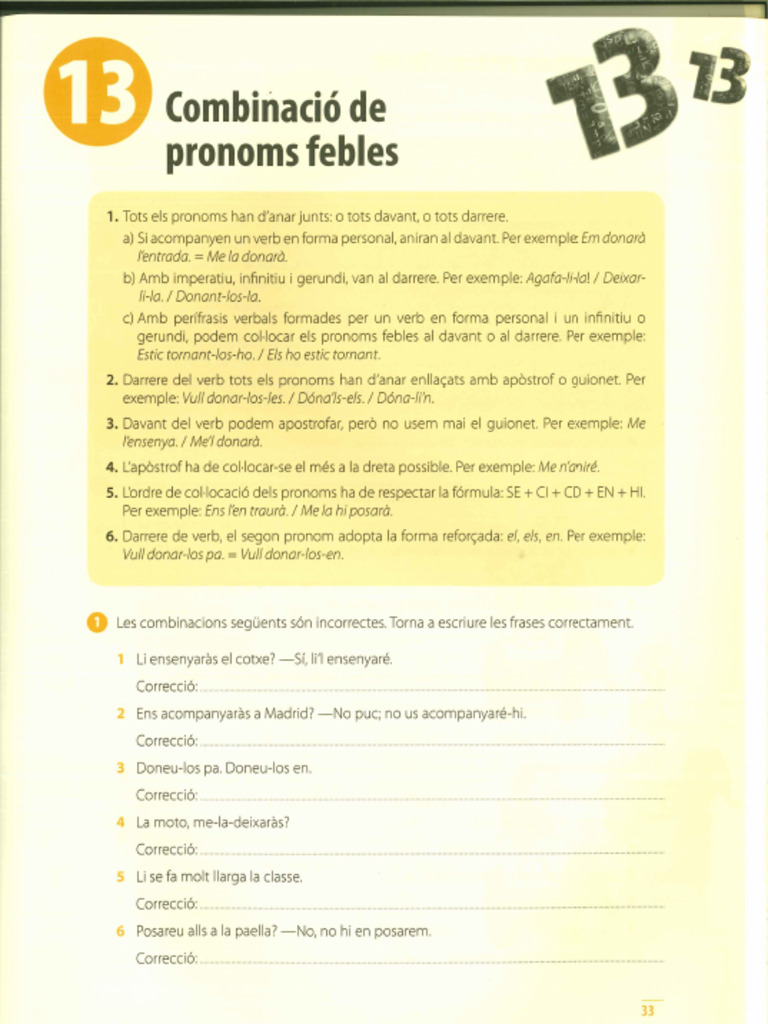 Exercicis Combinació Pronoms Febles | PDF