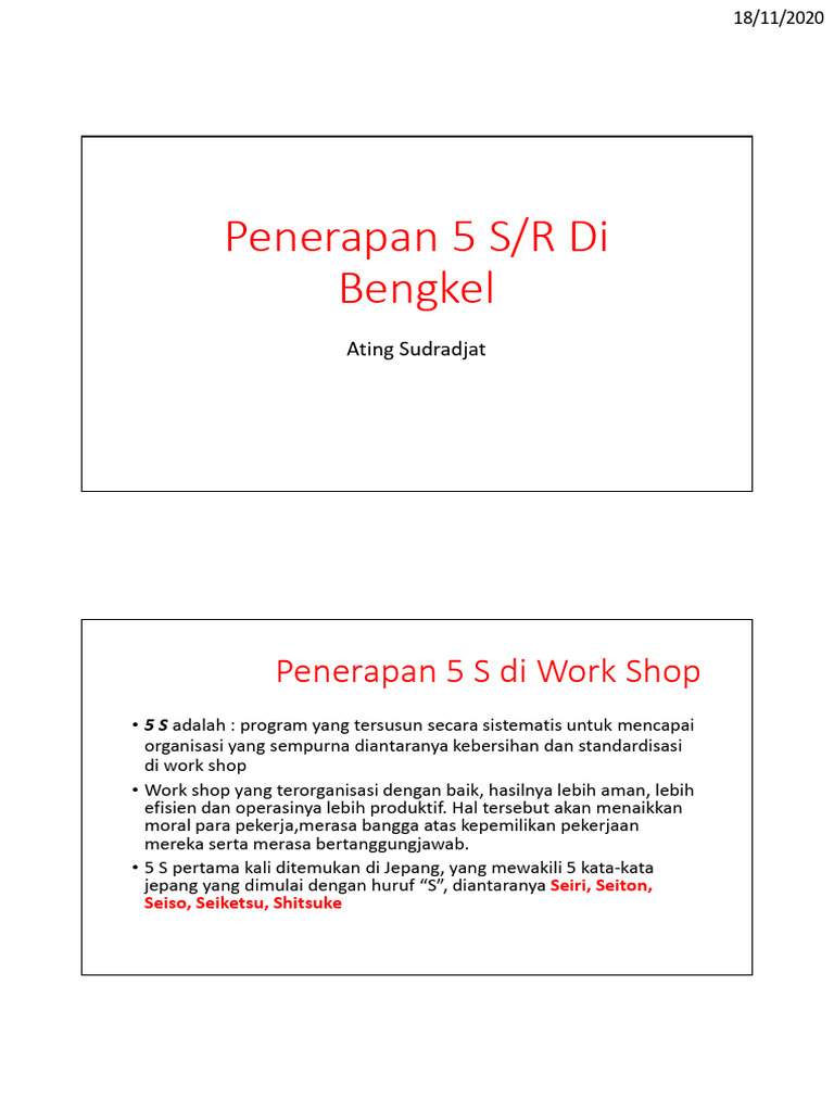 Penerapan 5S di Bengkel Kerja | PDF