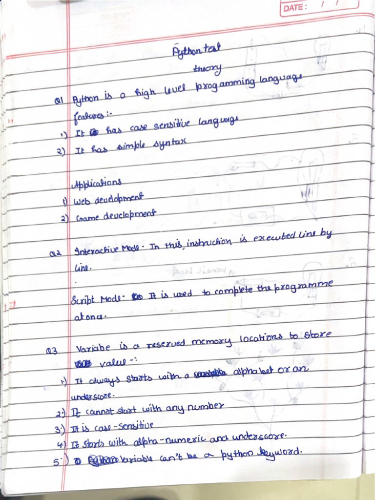 Python Notes Test | PDF