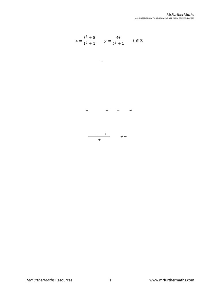 Yr2 Parametric Equations EDEXCEL | PDF | Equations | Mathematical Physics