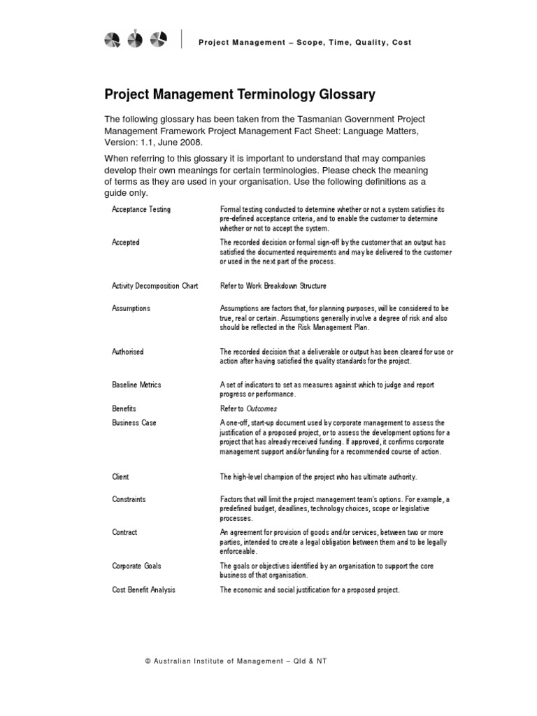 AIM ProjectManagementGlossary3 | PDF | Feasibility Study | Project ...