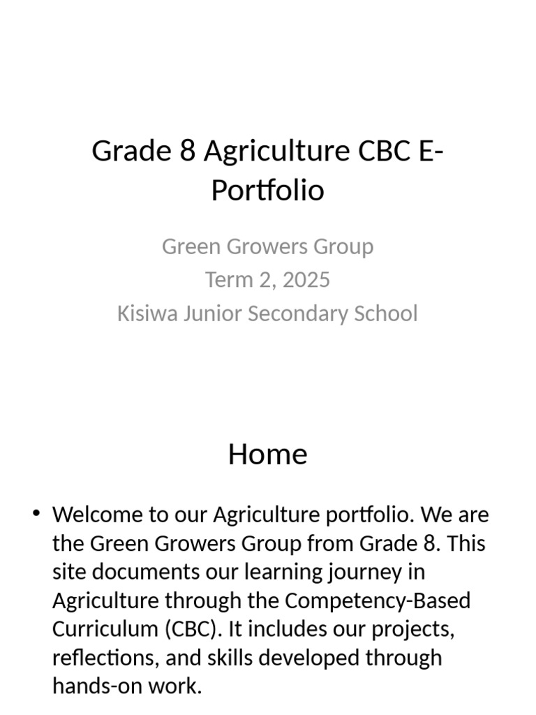 Grade 8 Agriculture E-Portfolio | PDF
