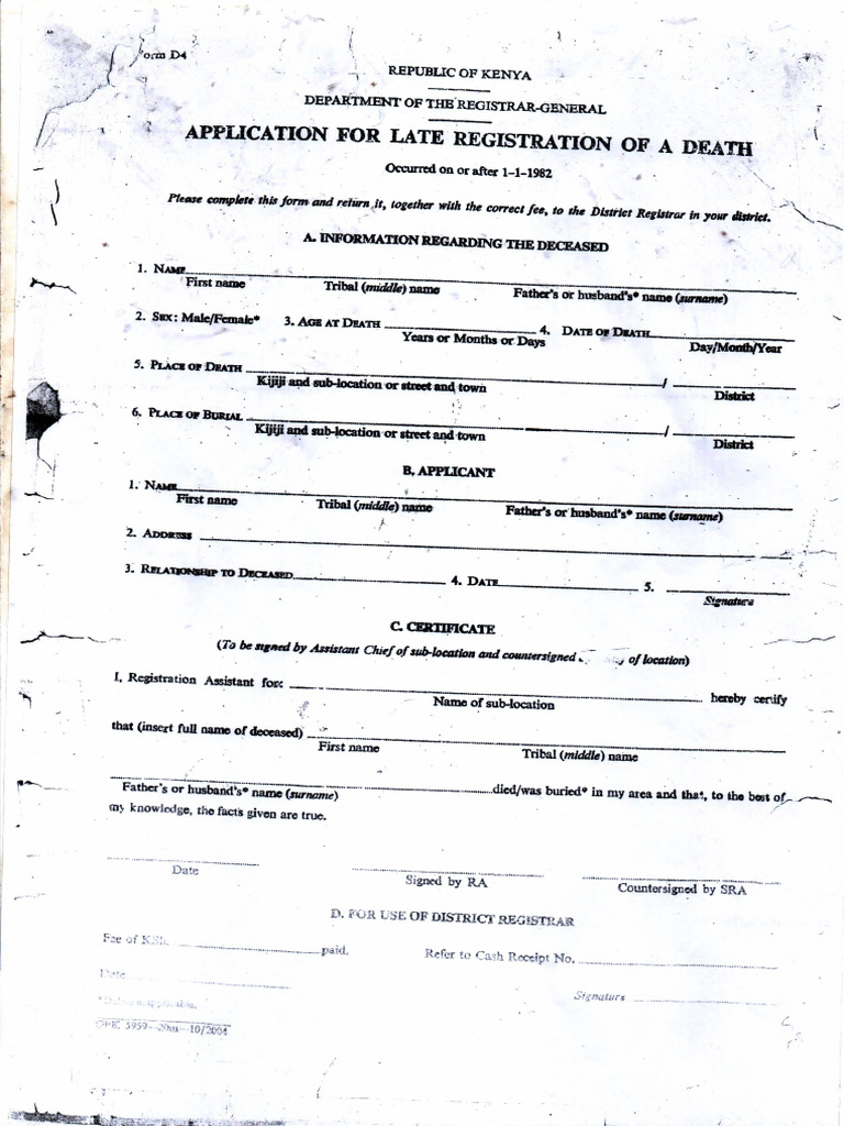 Death Cert Application Form | PDF