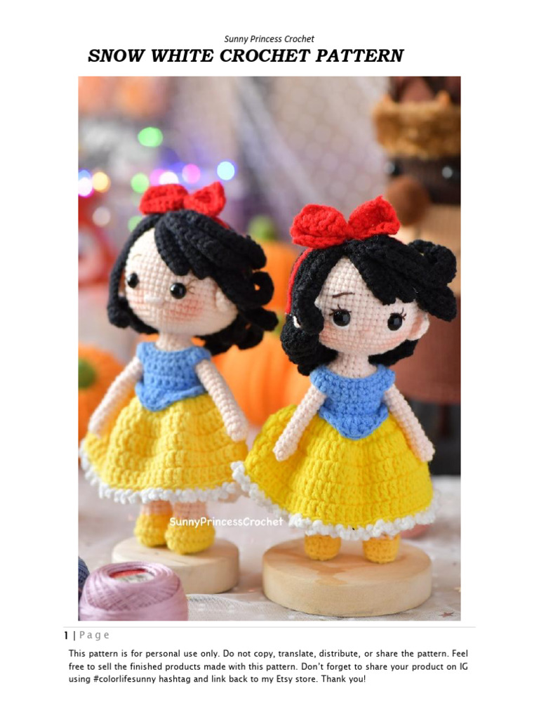 Snow White Crochet Doll Pattern | PDF | Crochet | Surgical Suture