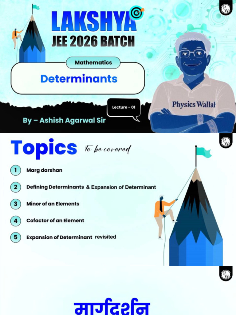 Determinants 01 - Class Notes - Lakshya JEE 2026 | PDF