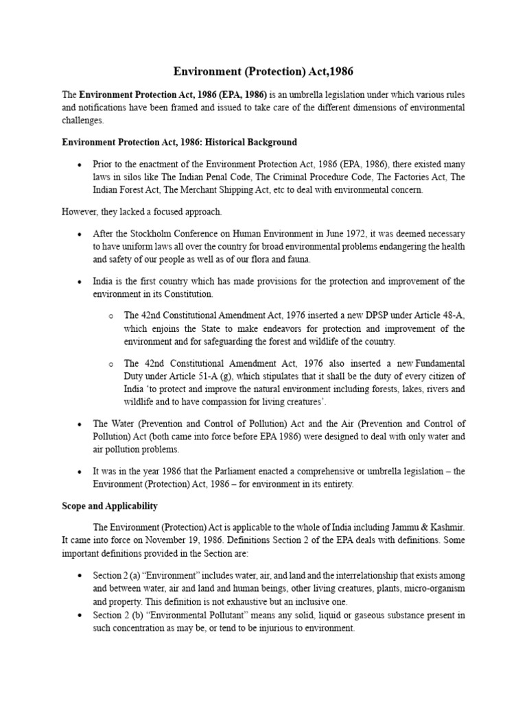 Environment (Protection) Act, 1986 | PDF | Environmental Protection ...