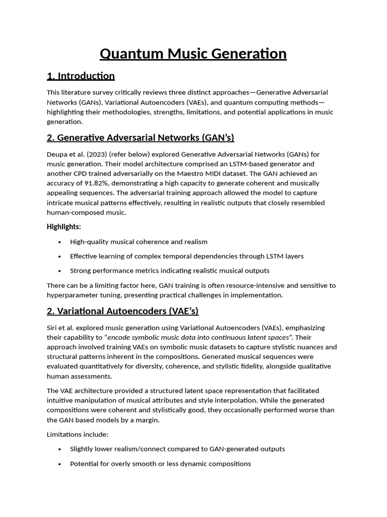 Quantum Approaches in Music Generation | PDF | Quantum Computing ...