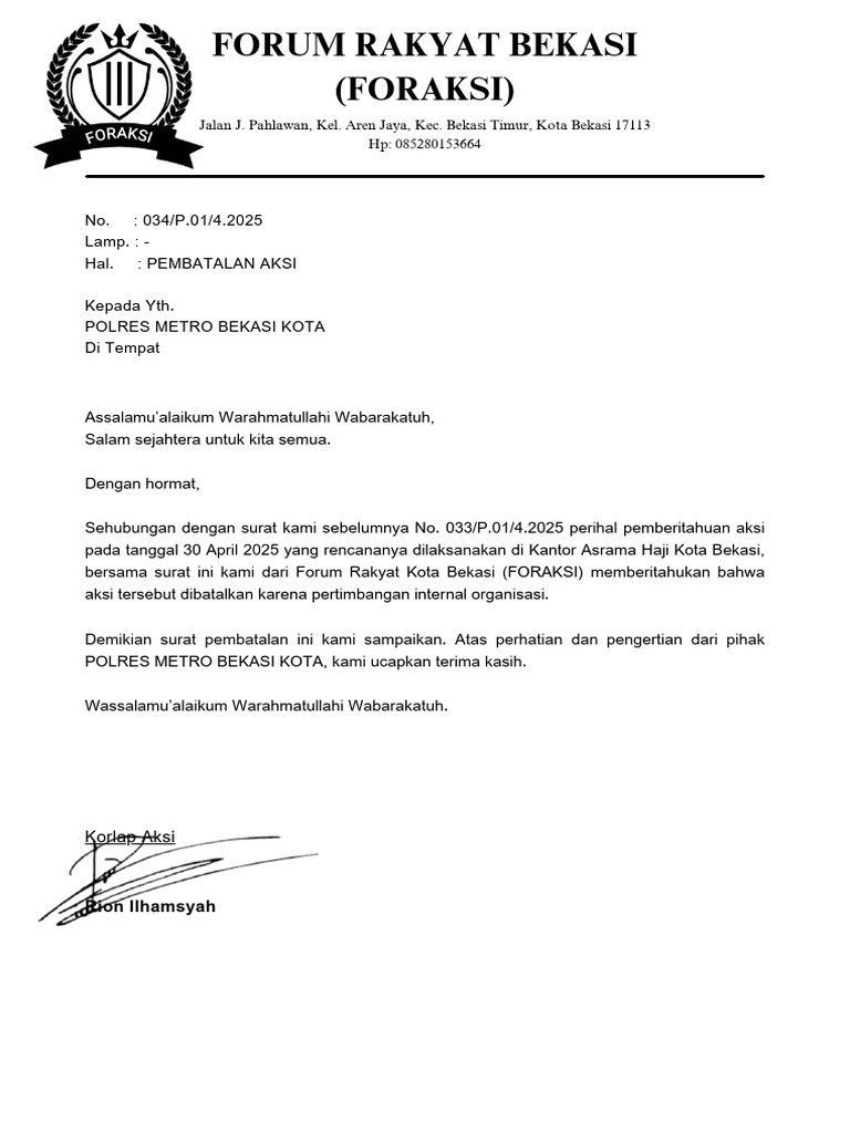 Pembatalan Aksi | PDF