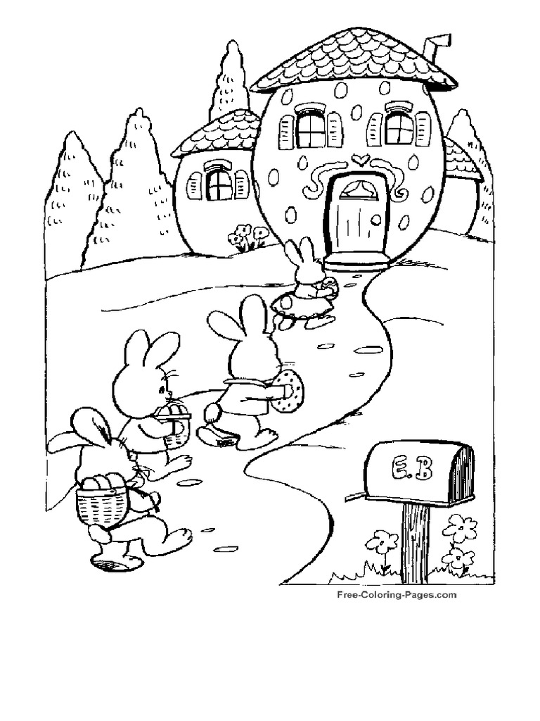 Coloring Pages - Easter Bunny's House | PDF
