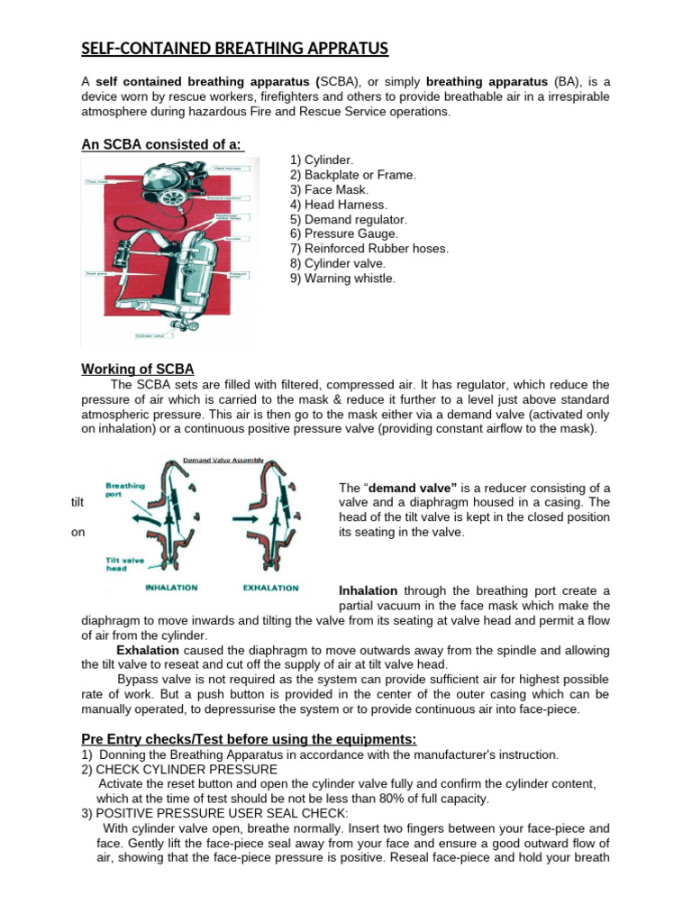 Self-Contained Breathing Appratus | PDF | Equipment | Respiration