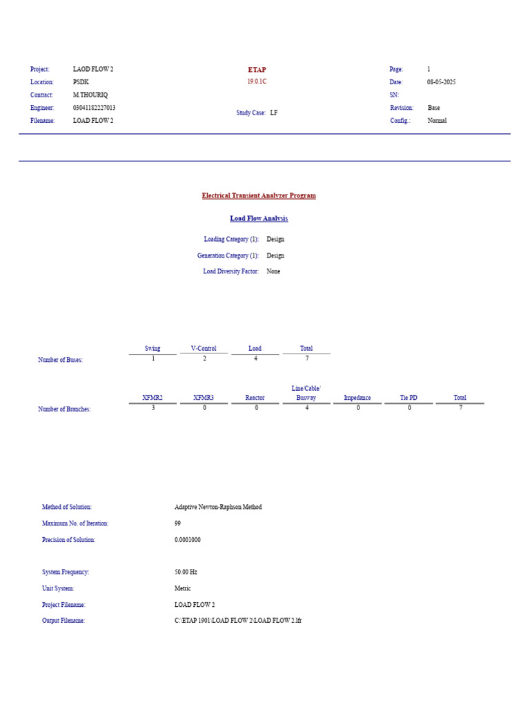 Load Flow Rangkaian 2 Load Flow Setelah Perbaikan - Complete | PDF | Transformer | Electric ...
