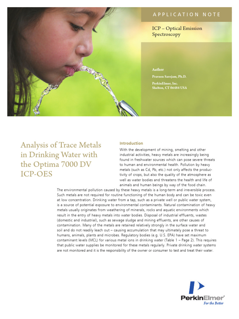 Optima 7000 DV Trace Metals in Drinking Water App Note | PDF ...
