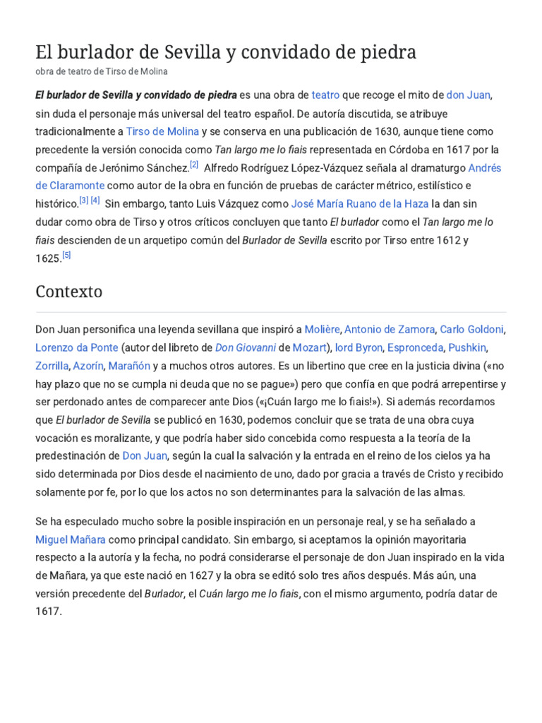 El Burlador de Sevilla y Convidado de Piedra - Wikipedia, La ...
