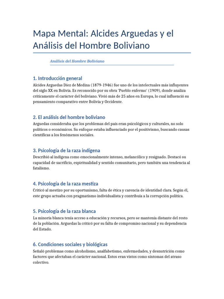 Mapa Mental Alcides Arguedas | PDF