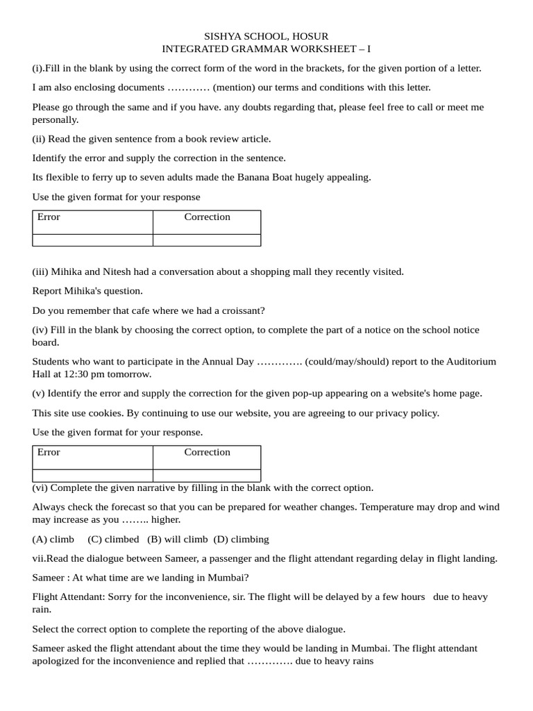 Grammarworksheet 1007 | PDF