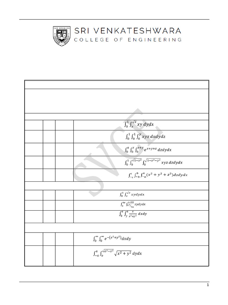 BMATS201 Mathematics-II Question Bank | PDF | Integral | Coordinate System