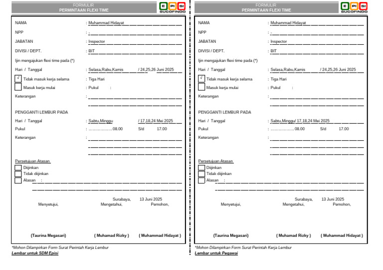Form Izin Permintaan Flexi Time | PDF