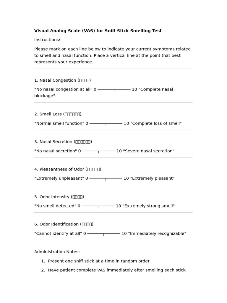 Visual Analog Scale | PDF