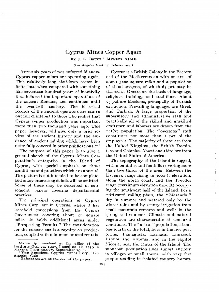 Cyprus Mines Copper Again | PDF | Mining | Cyprus