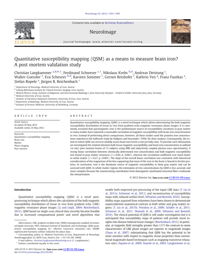 Christian Langkammer Et Al. - 2012 - Quantitative Susceptibility Mapping (QSM) As A Means To ...