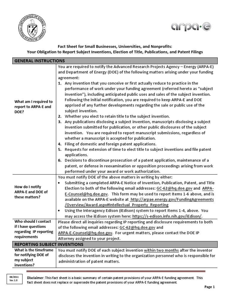 Small Business Invention Factsheet | PDF | Patent Application | Patent