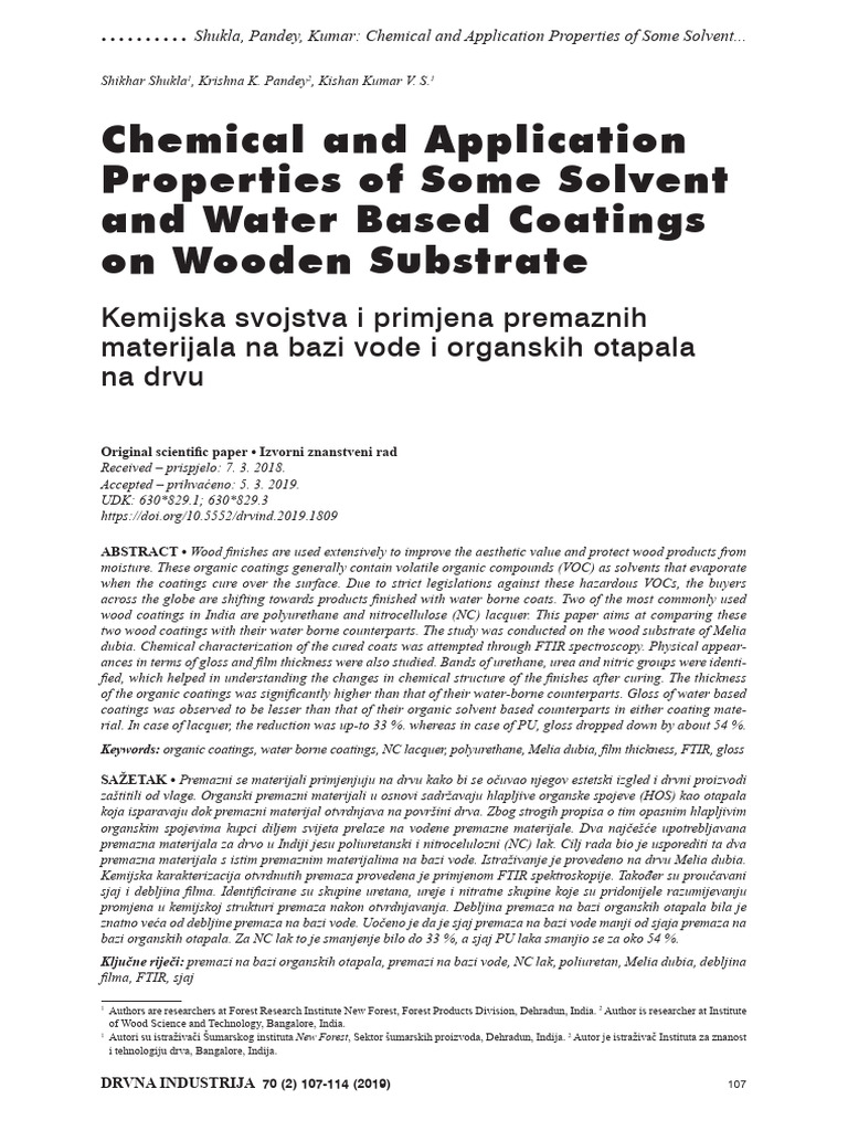 Chemical and Application Properties of Some Solvent and Water Based ...