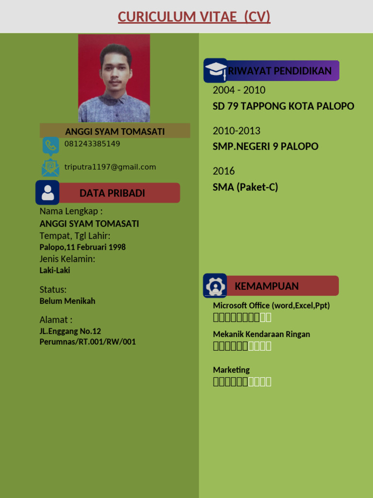 CV Anggi Syam Tomasati | PDF