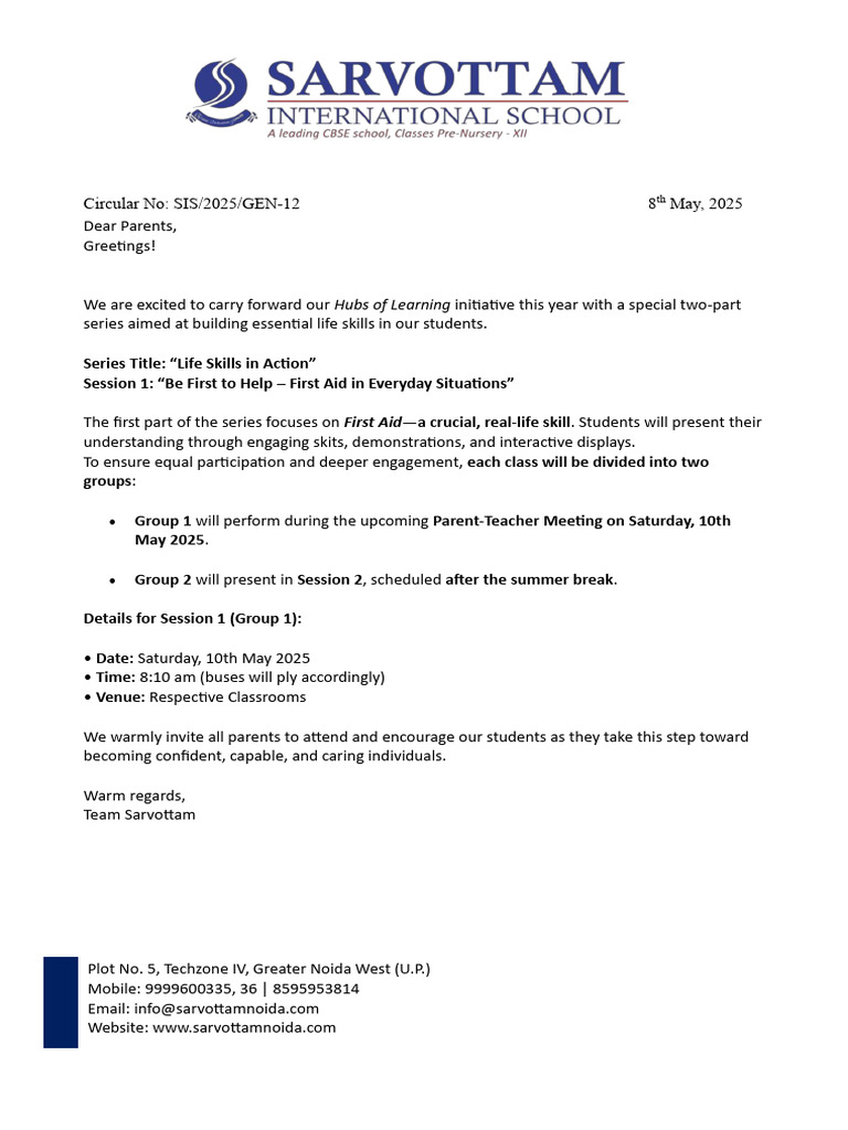 Circular 12 - Life Skills in Action | PDF