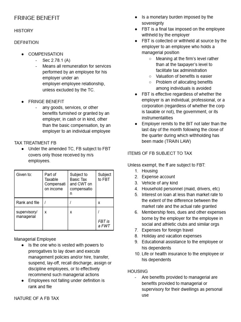 Understanding Fringe Benefits Tax | PDF | Employee Benefits | Employment