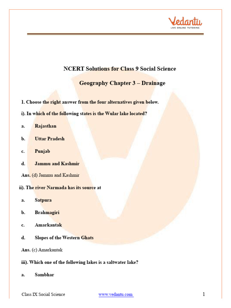 Class 9 Geography Chapter 3 Solutions | PDF | River | Himalayas