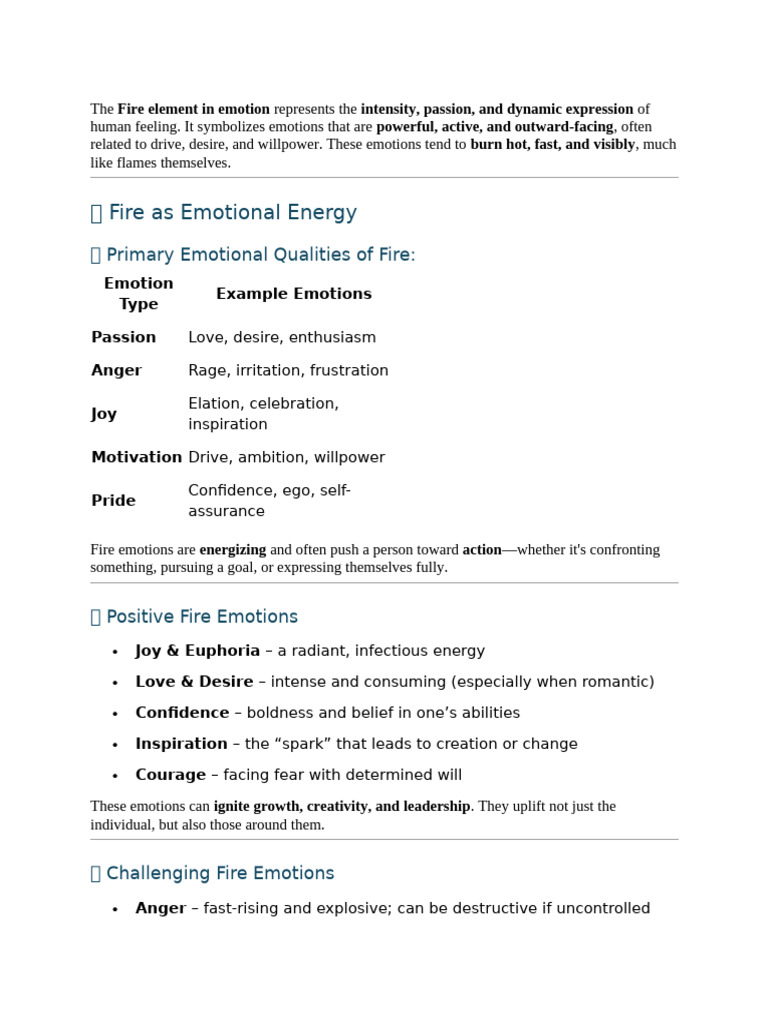 Fire As Emotional Energy | PDF | Emotions | Anger
