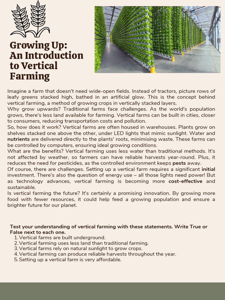 An Introduction To Vertical Farming. Roadmap B2 Video PDF | PDF ...