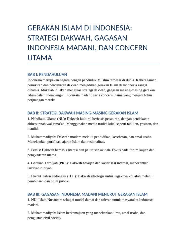 Strategi Dakwah Gerakan Islam Indonesia | PDF
