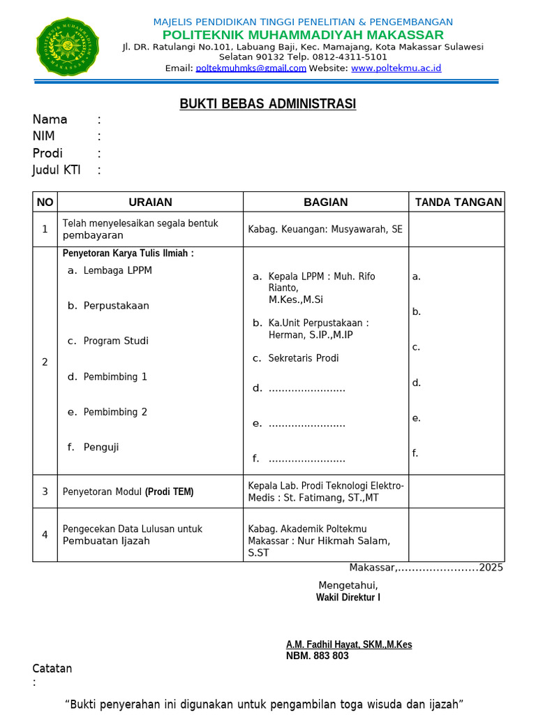 Bukti Bebas Administrasi | PDF