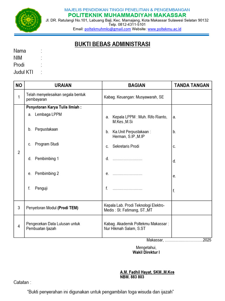 Bukti Bebas Administrasi | PDF