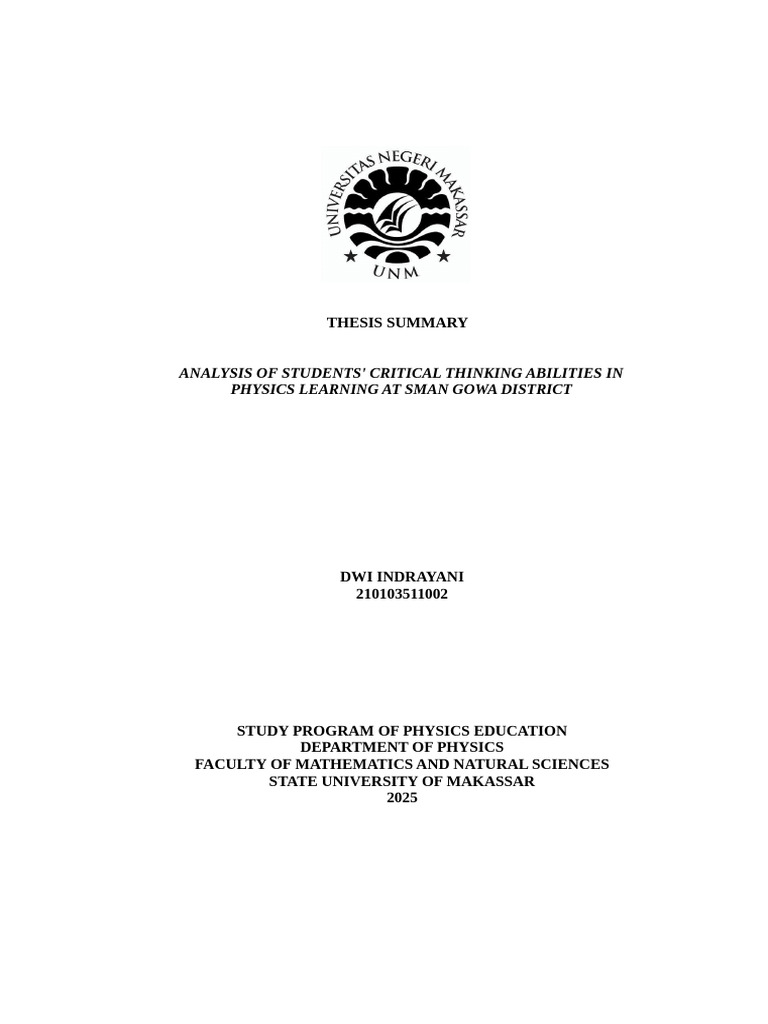 THEISIS DWI Done Halaman. | PDF | Thought | Critical Thinking