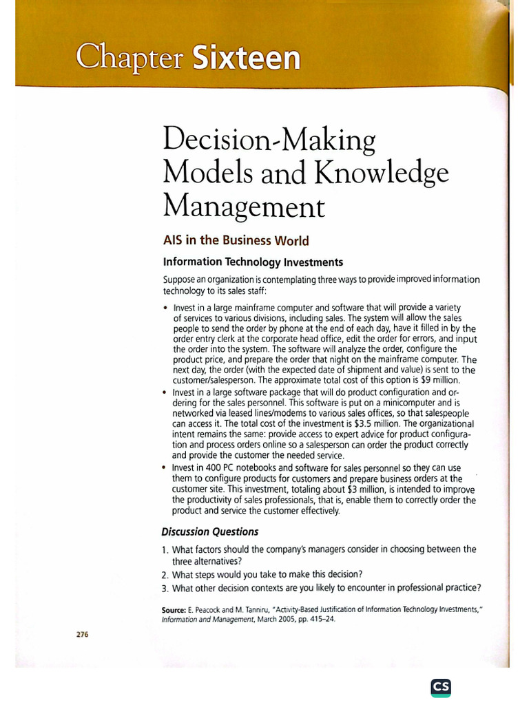 AIS Chap 16 Decision Making Models | PDF