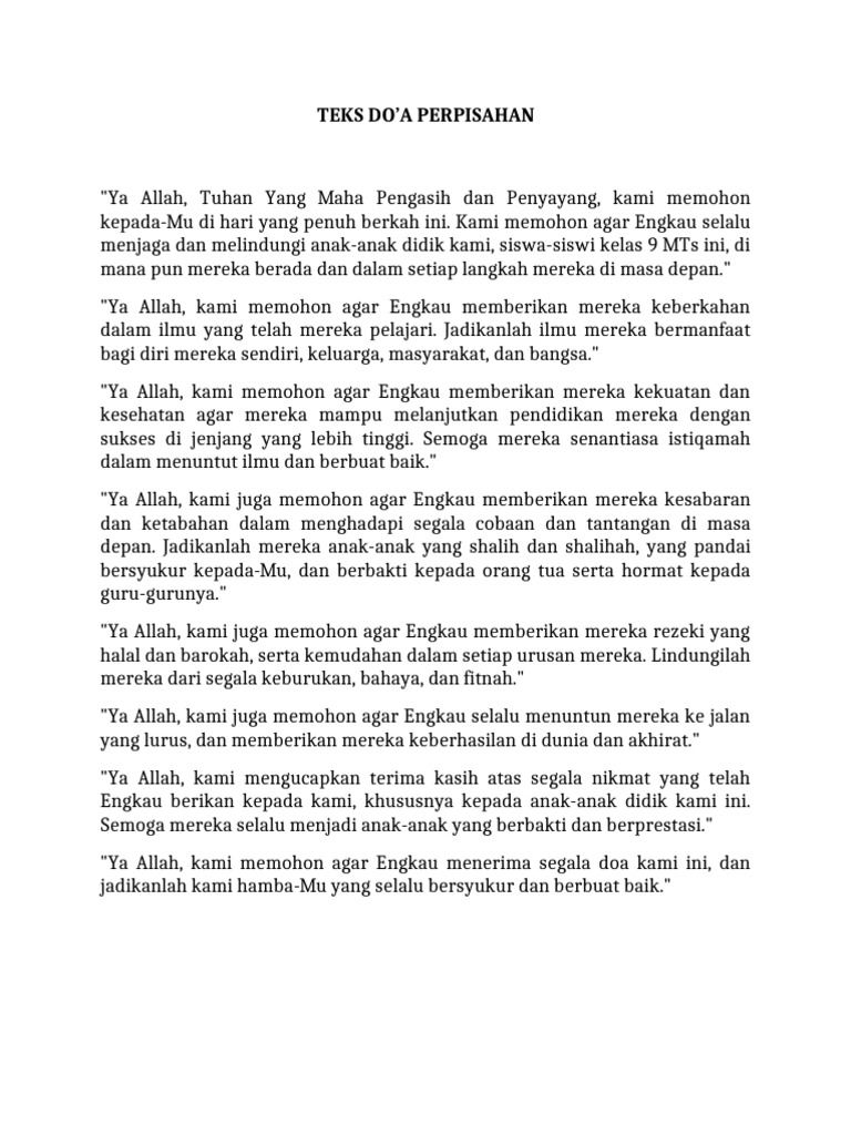 Teks Do'a Perpisah | PDF